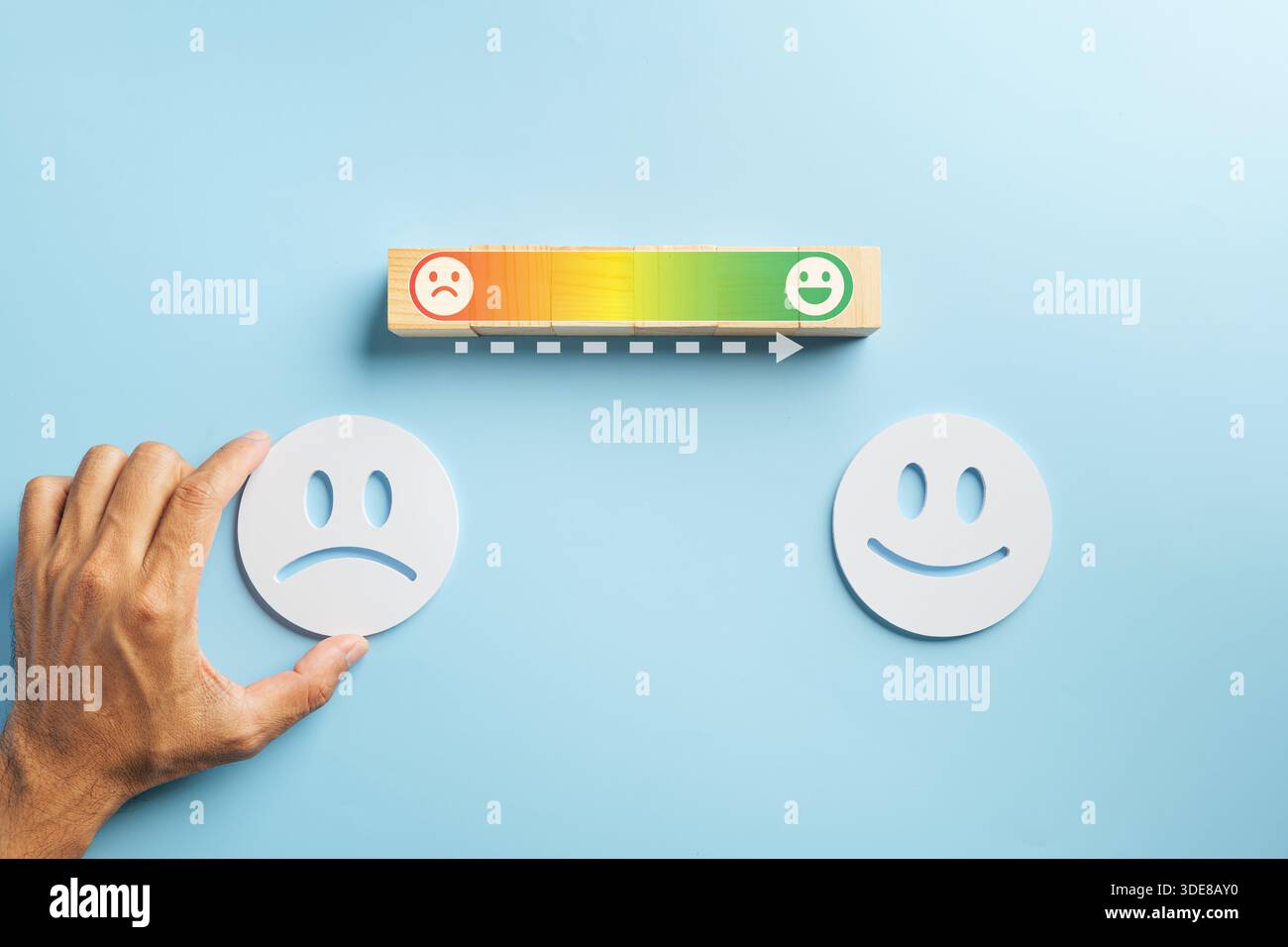 Customer improve experience satisfaction service concept, showing face ...
