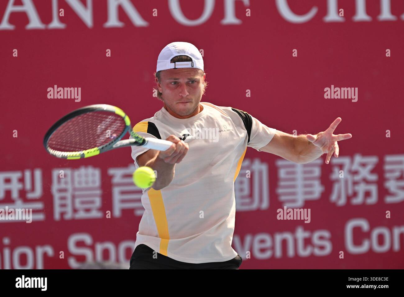 Alexandre Muller, a French tennis player, during a match at the Hong ...