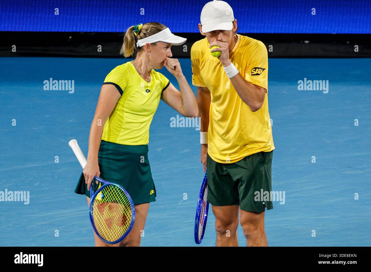 Storm Hunter of Team Australia playing with Alex de Minaur of Team ...