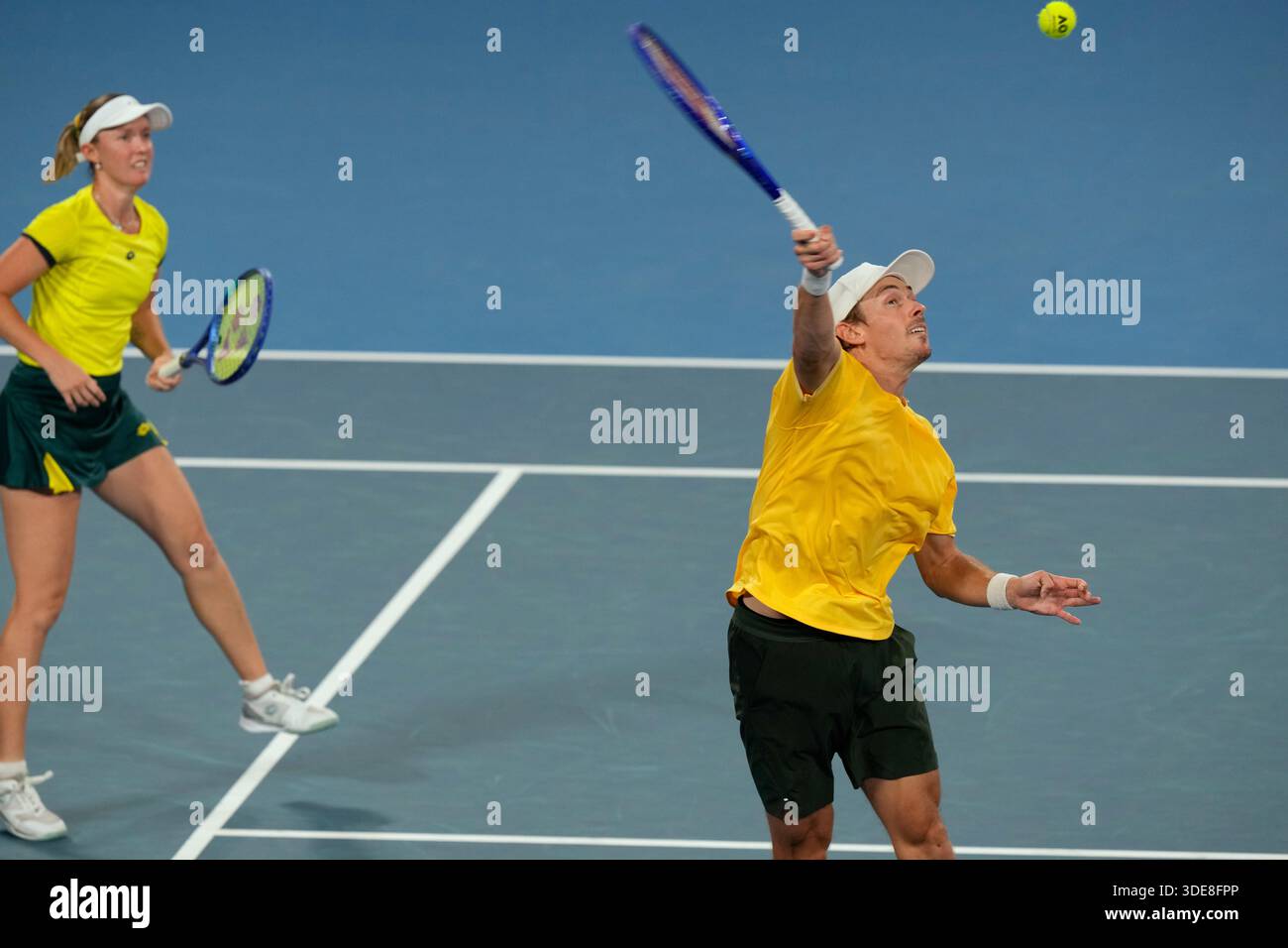 Storm Hunter, left, and Alex de Minaur of Australia compete against ...