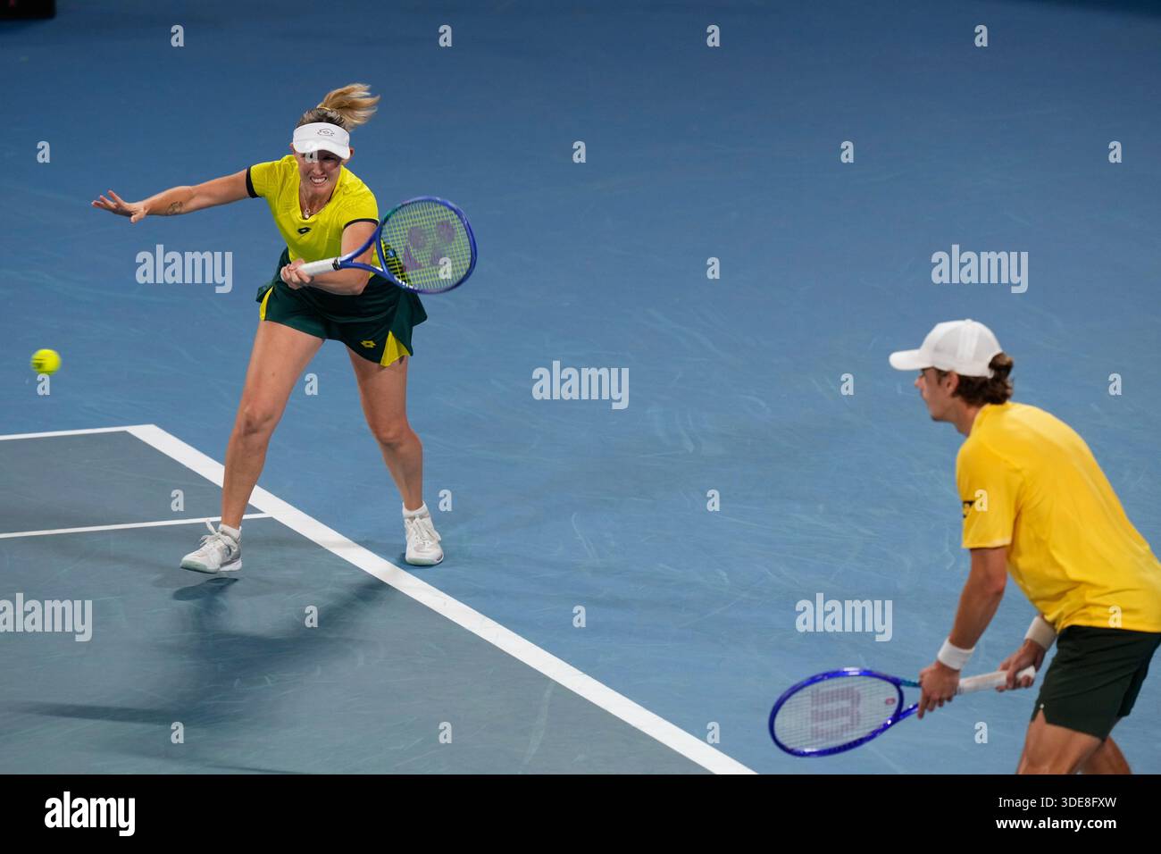 Storm Hunter, left, and Alex de Minaur of Australia compete against ...