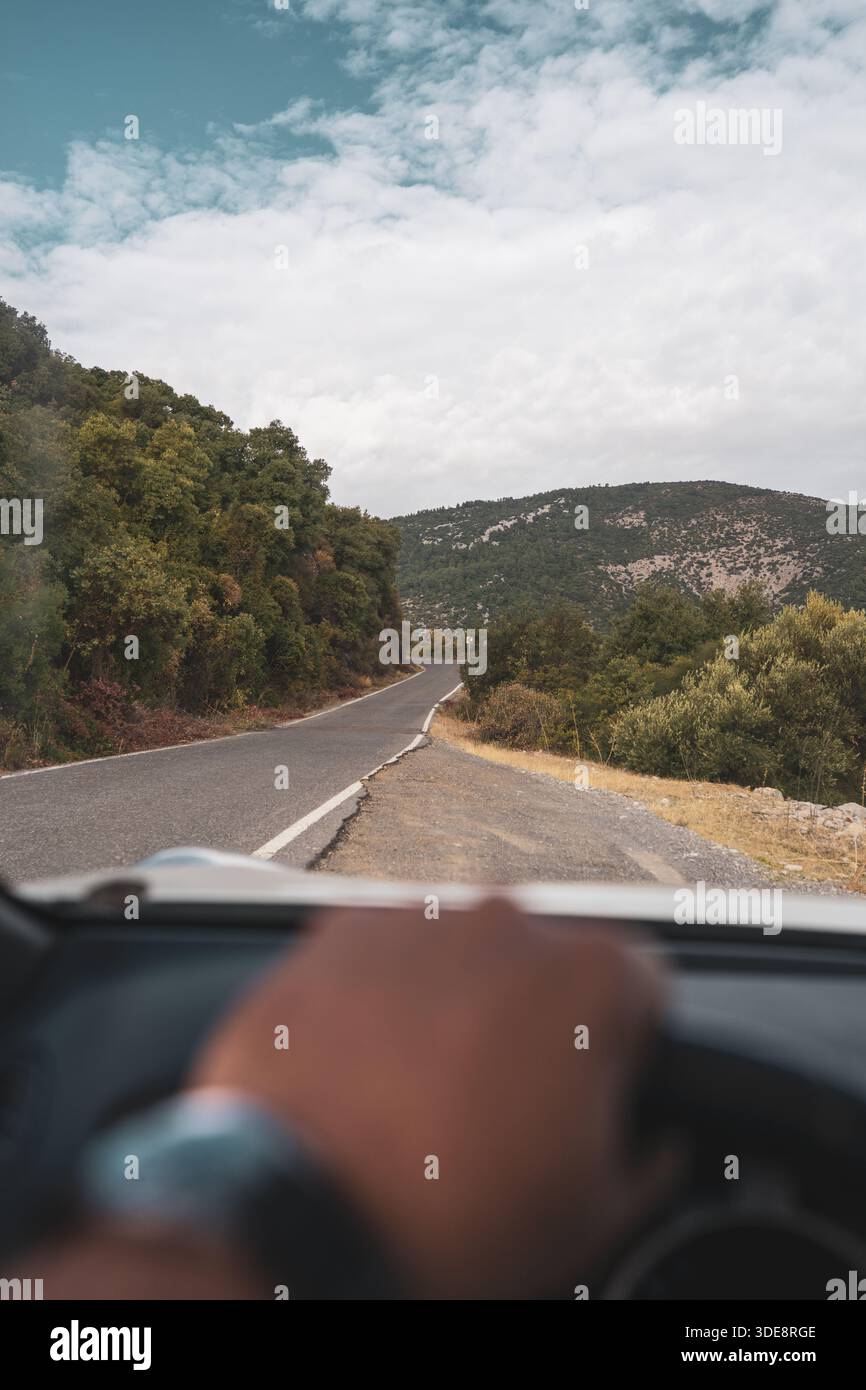 Pov driving through forest road hi-res stock photography and images - Alamy