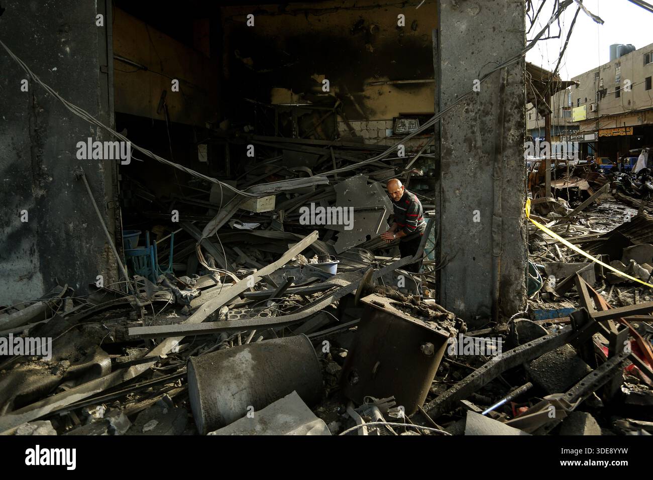 January 6, 2026, Ghazieh, Ghazieh, Lebanon: An owner of a cafeteria ...