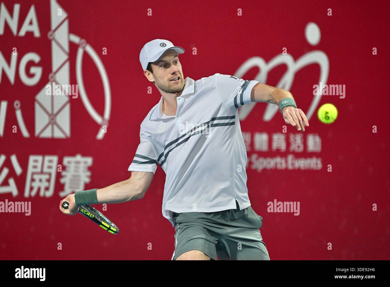 Botic van de Zandschulp, a Dutch tennis player, during a match at the ...