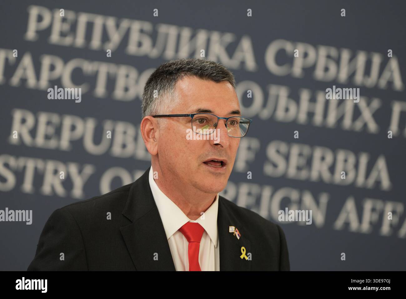 FILE - Israel's Foreign Minister Gideon Saar speaks during a press ...