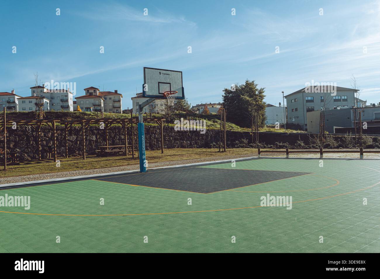 An outdoor basketball half court located in the scenic town of Santa ...