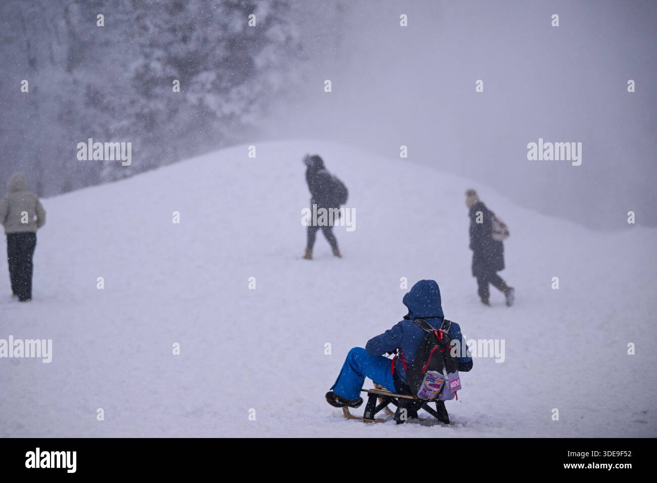People enjoy winter weather and snow at Medvednica mountain in Zagreb ...