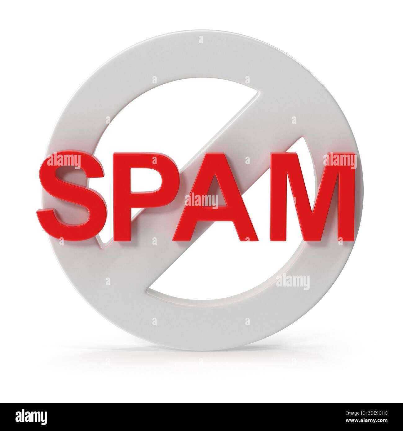 No spam allowed a bold red word in a white circle prohibition concept ...