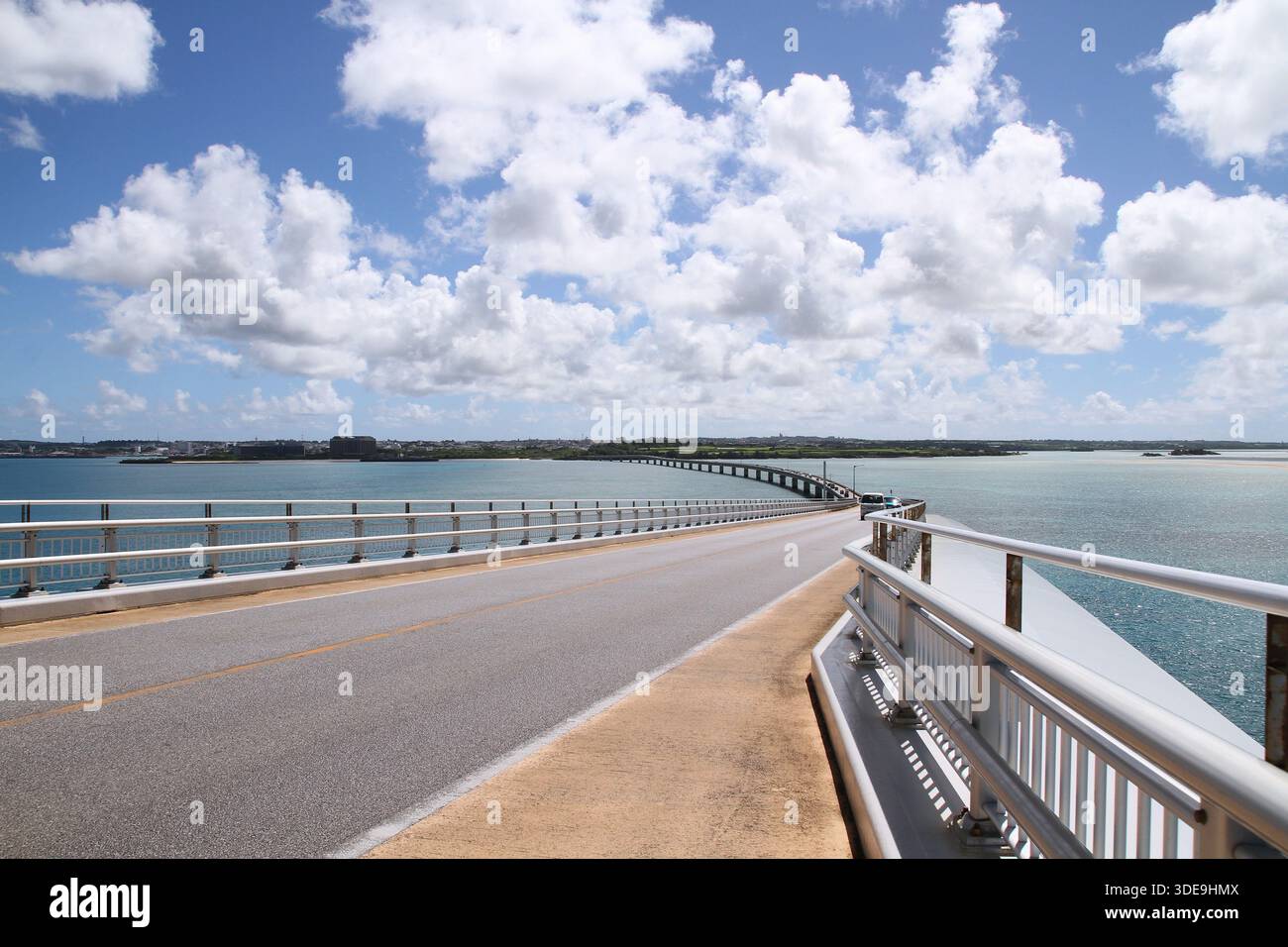 Straight roadway perspective of Irabu Bridge, the longest toll-free ...