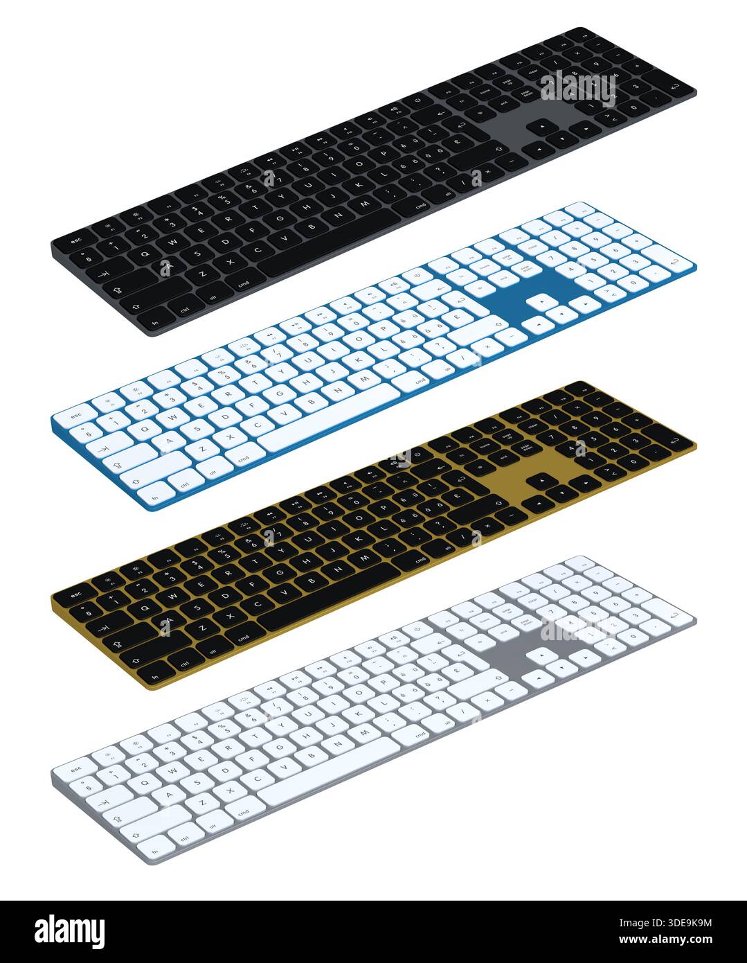 Set of wireless keyboards in different color schemes, shown in ...