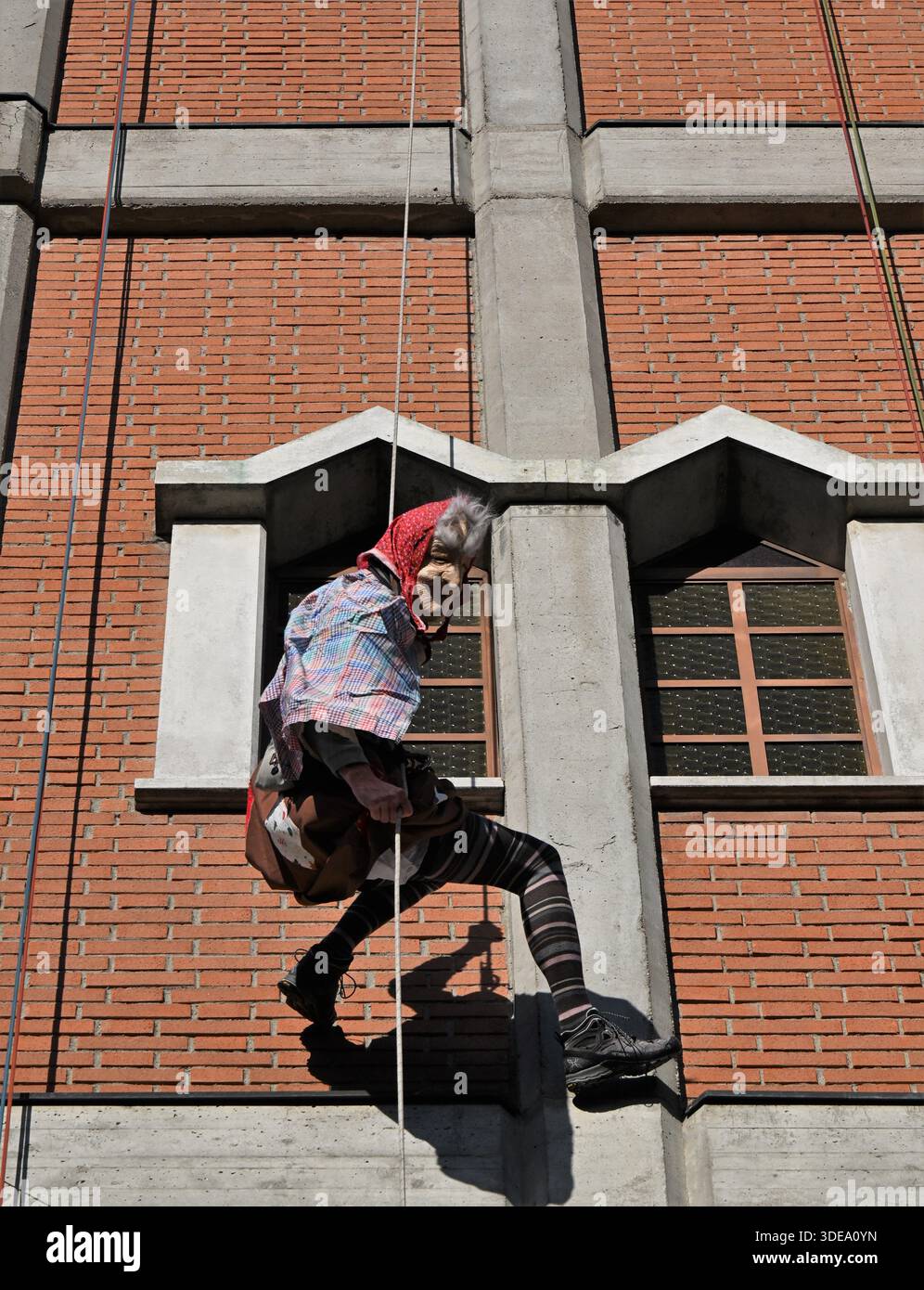 Castellanza, Italy The Befana descends from the bell tower of the ...