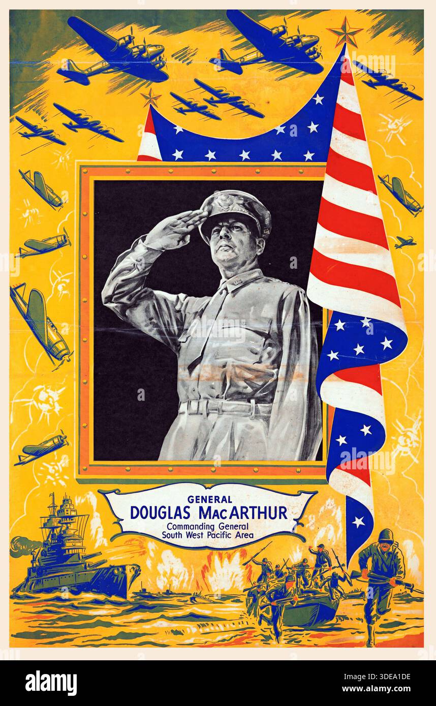 American World War II propaganda poster honoring General Douglas ...
