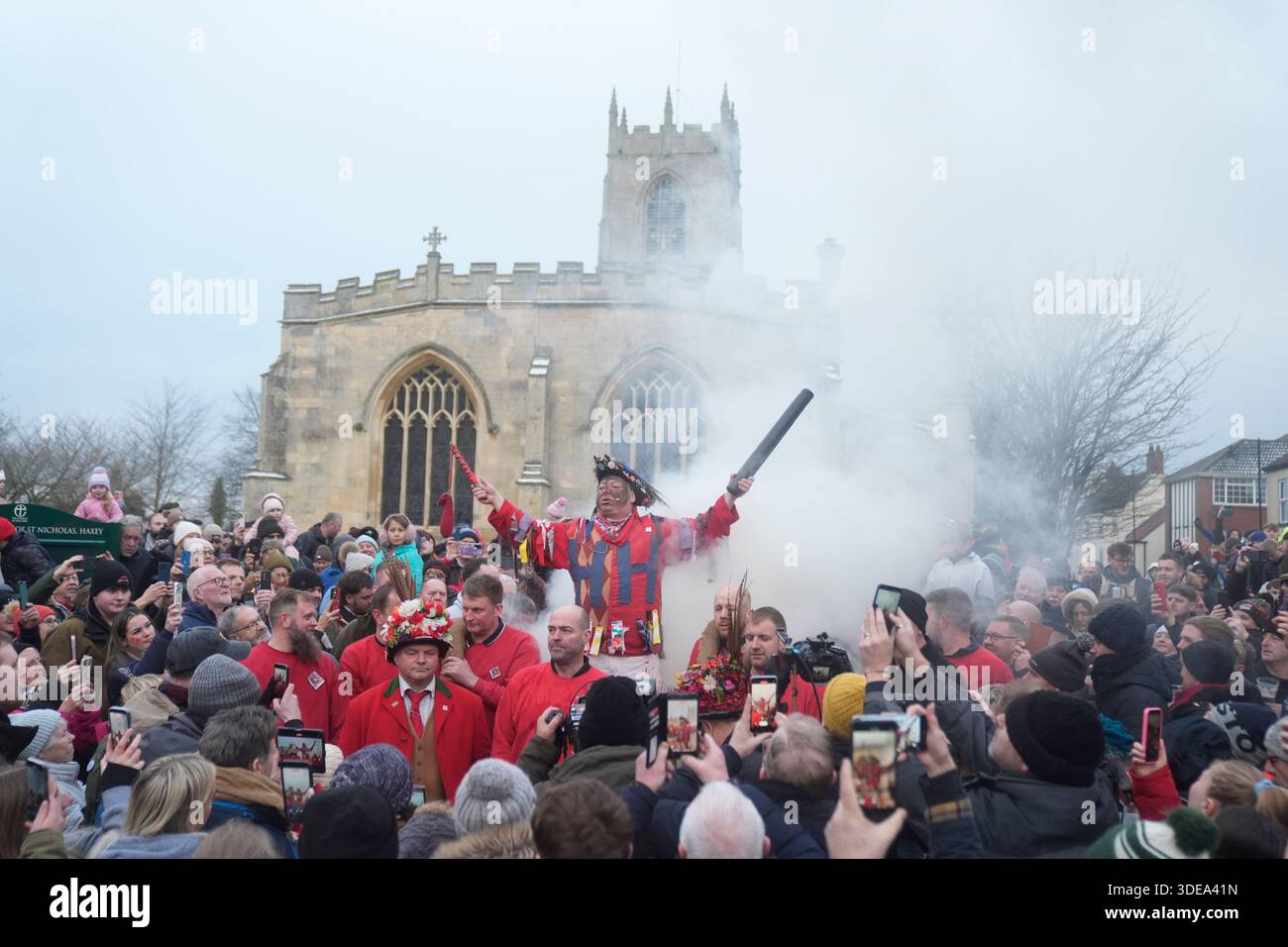 The ceremonial fool, James Chatwin, delivers a speech during the ...