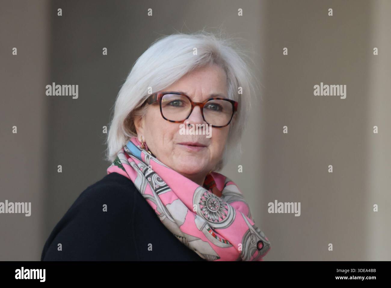 French Defense Minister Catherine Vautrin arrives for a meeting of the ...