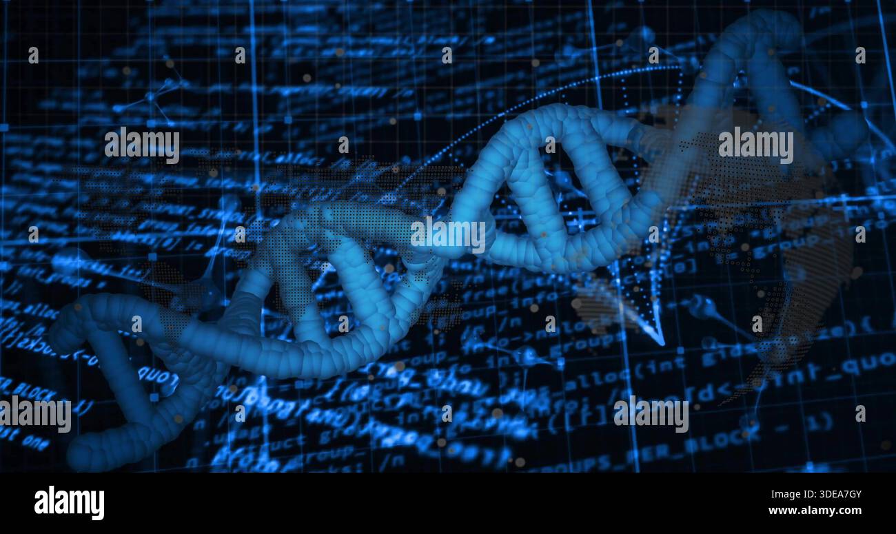 Rotating 3D DNA helix displaying segmented mesh in virtual analytics ...