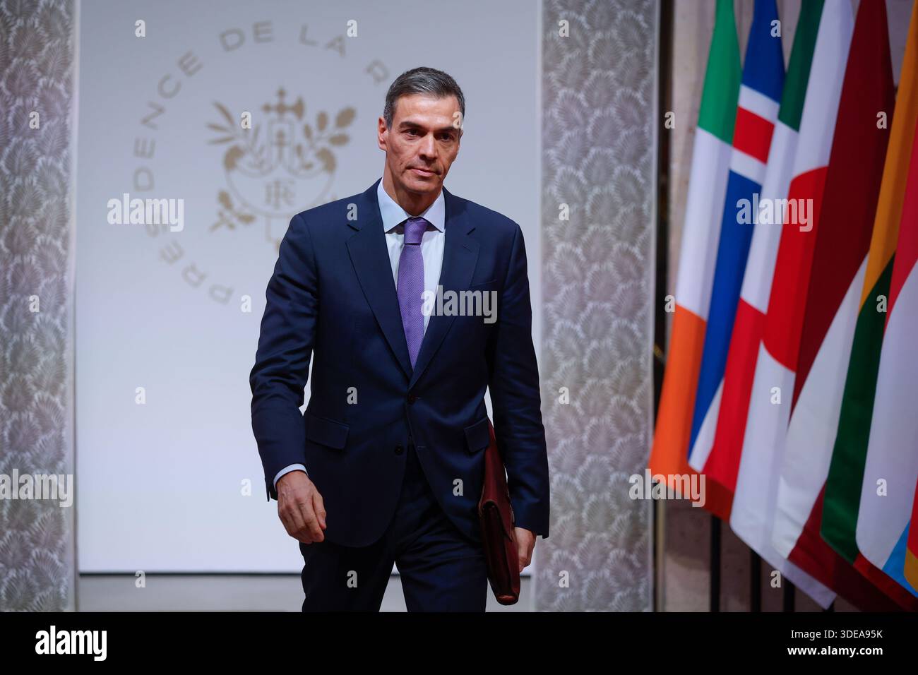 Spanish Prime Minister Pedro Sanchez arrives for a meeting of the ...