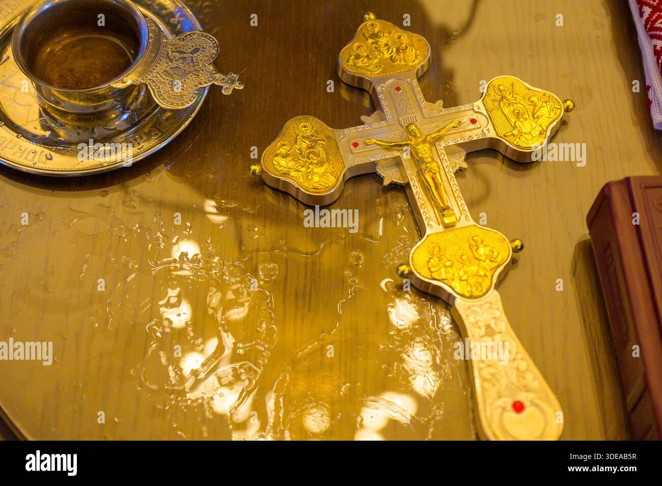 Kyiv, Ukraine 6th January,2026, Orthodox ritual items, including a ...