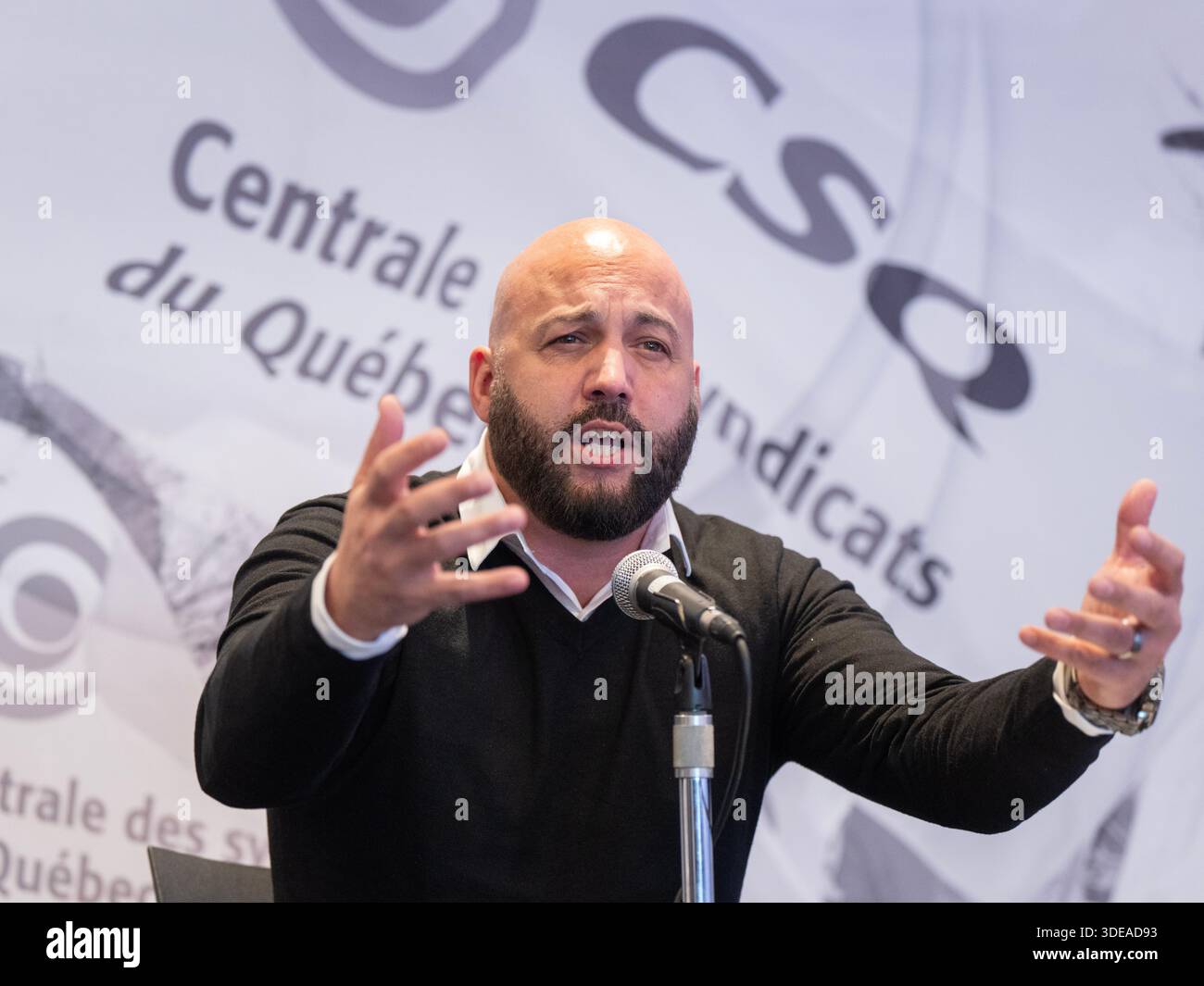 Le président de la CSQ, Éric Gingras, photographié lors d'une ...