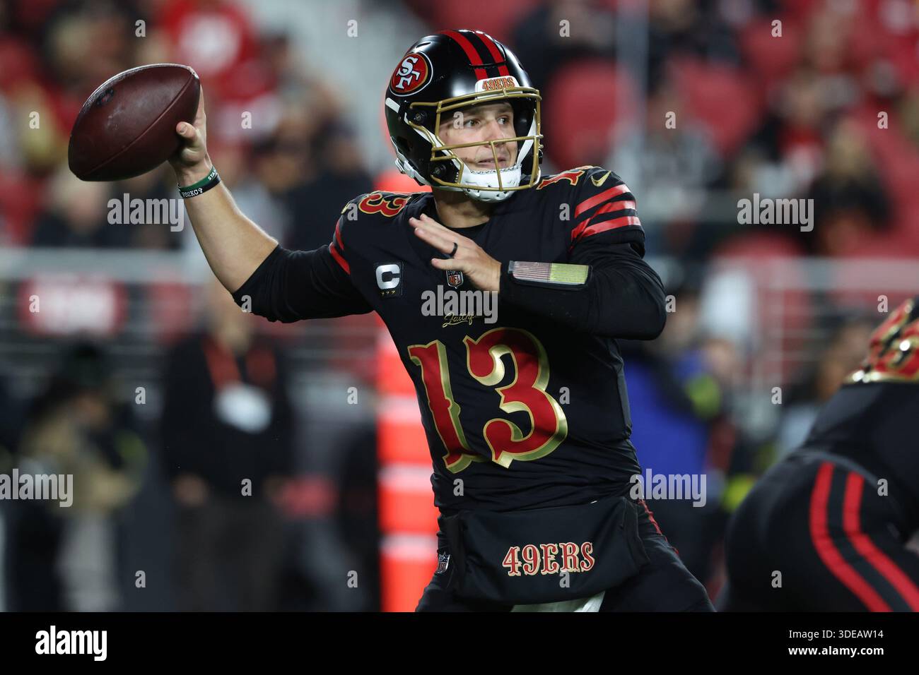 San Francisco 49ers quarterback Brock Purdy (13) passes against Seattle ...