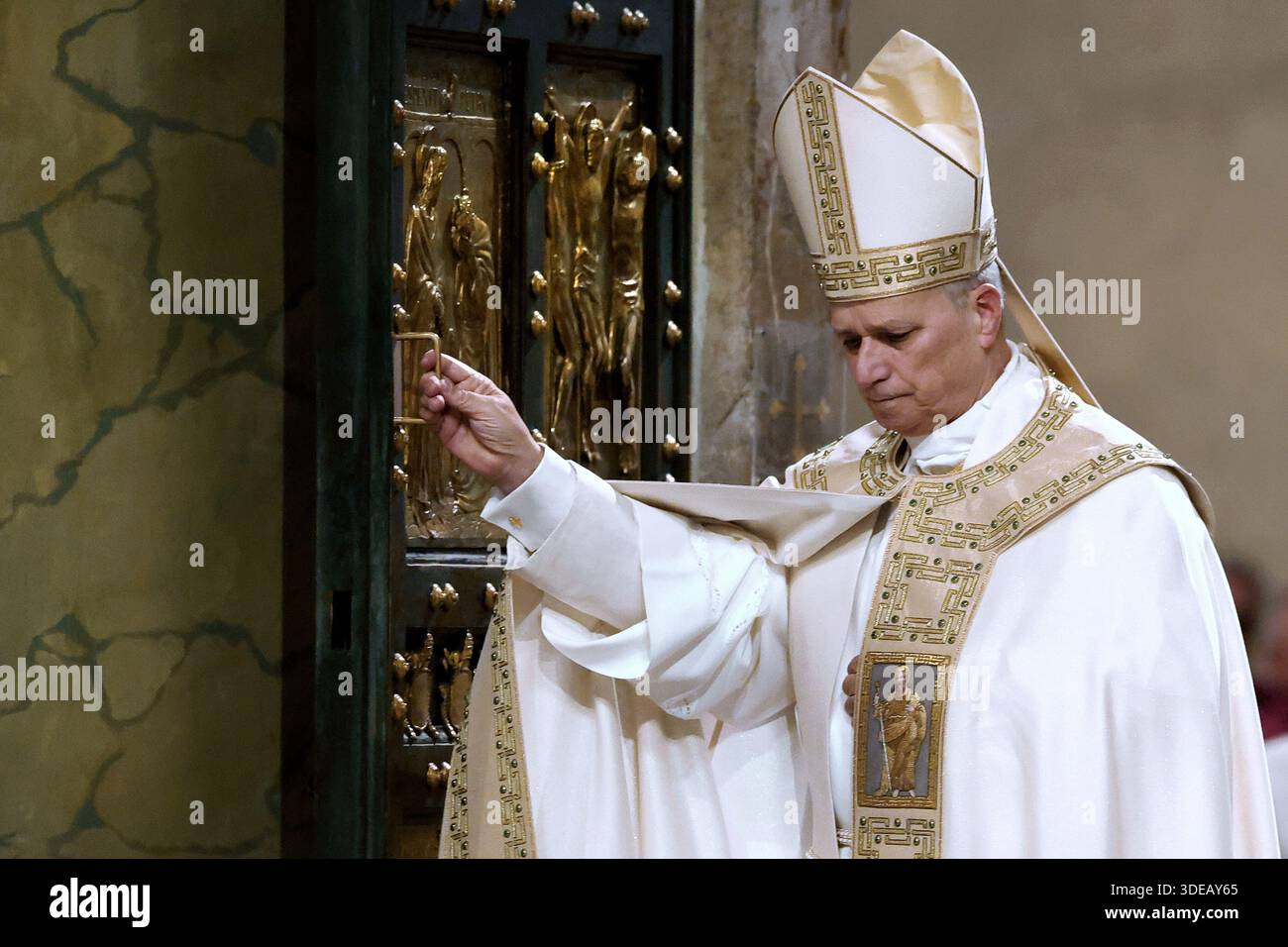 VATICAN CITY, VATICAN - JANUARY 06: Pope Leo XIV presides over the rite ...