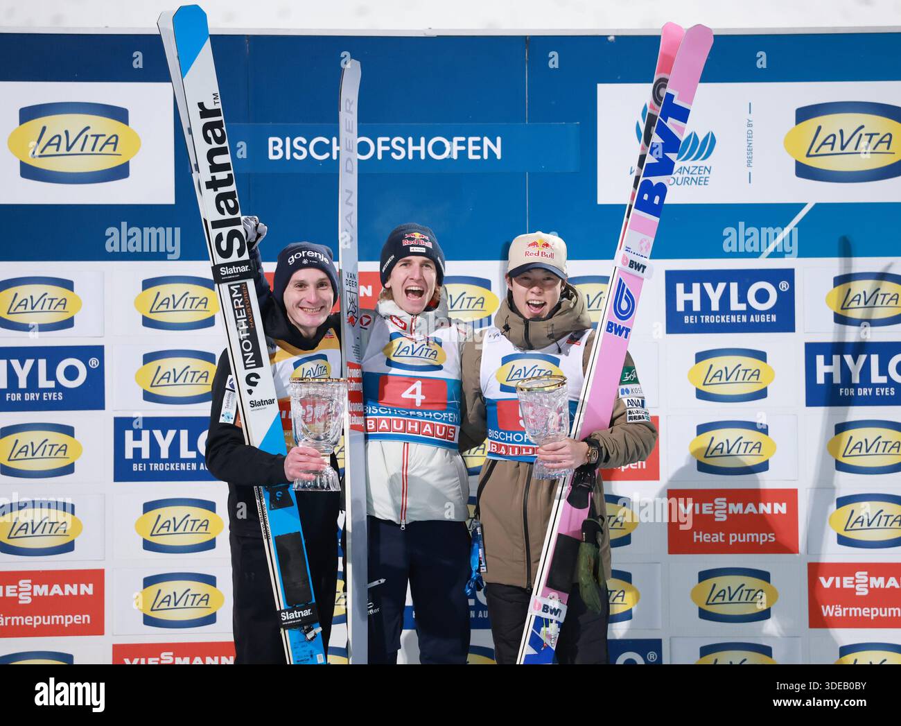 (L-R) PREVC Domen of Slovenia, second; TSCHOFENIG Daniel of Austria ...