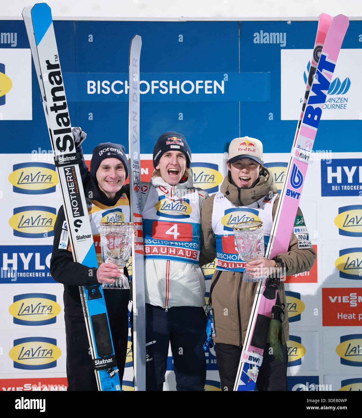 (L-R) PREVC Domen of Slovenia, second; TSCHOFENIG Daniel of Austria ...