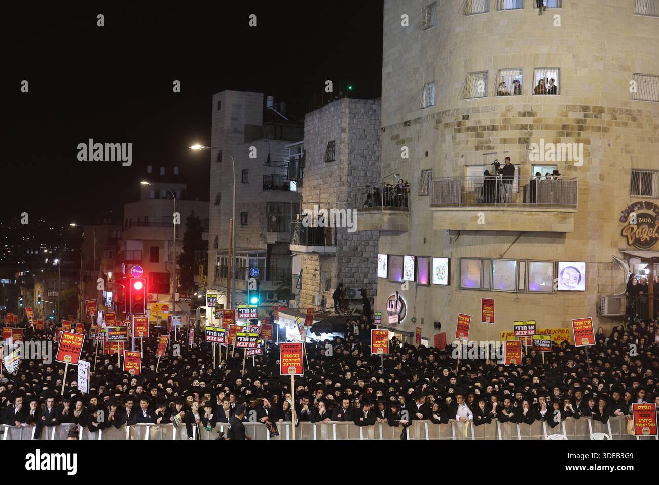 06 January 2026, Israel, Jerusalem: Ultra-Orthodox Jewish men protest ...