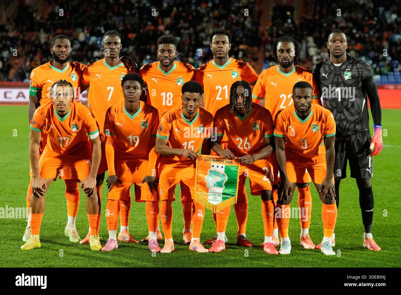 Ivory Coast's players line up for the Africa Cup of Nations best of 16 ...
