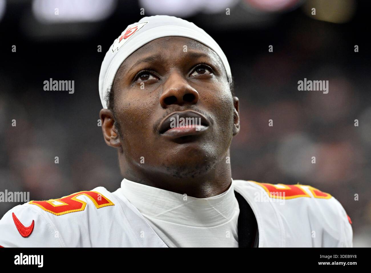Kansas City Chiefs wide receiver Hollywood Brown (5) looks on before an ...