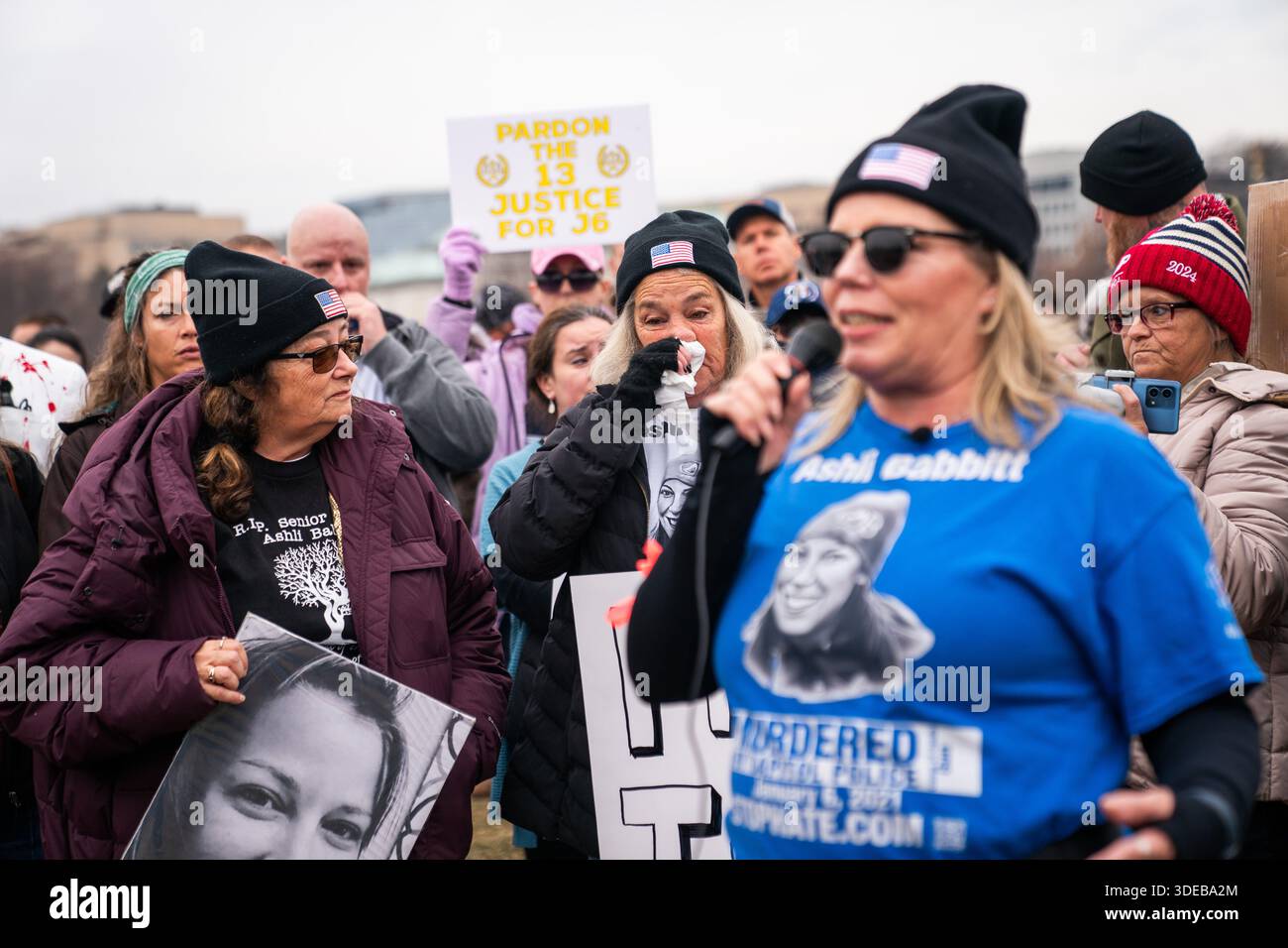 Supporters of Ashli Babbitt gather on the Ellipse before a march to the ...