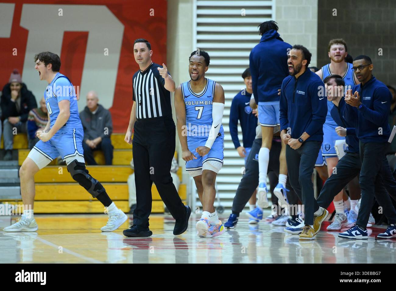 January 05, 2026: Columbia Lions guard Hampton Sanders (7) reacts to ...