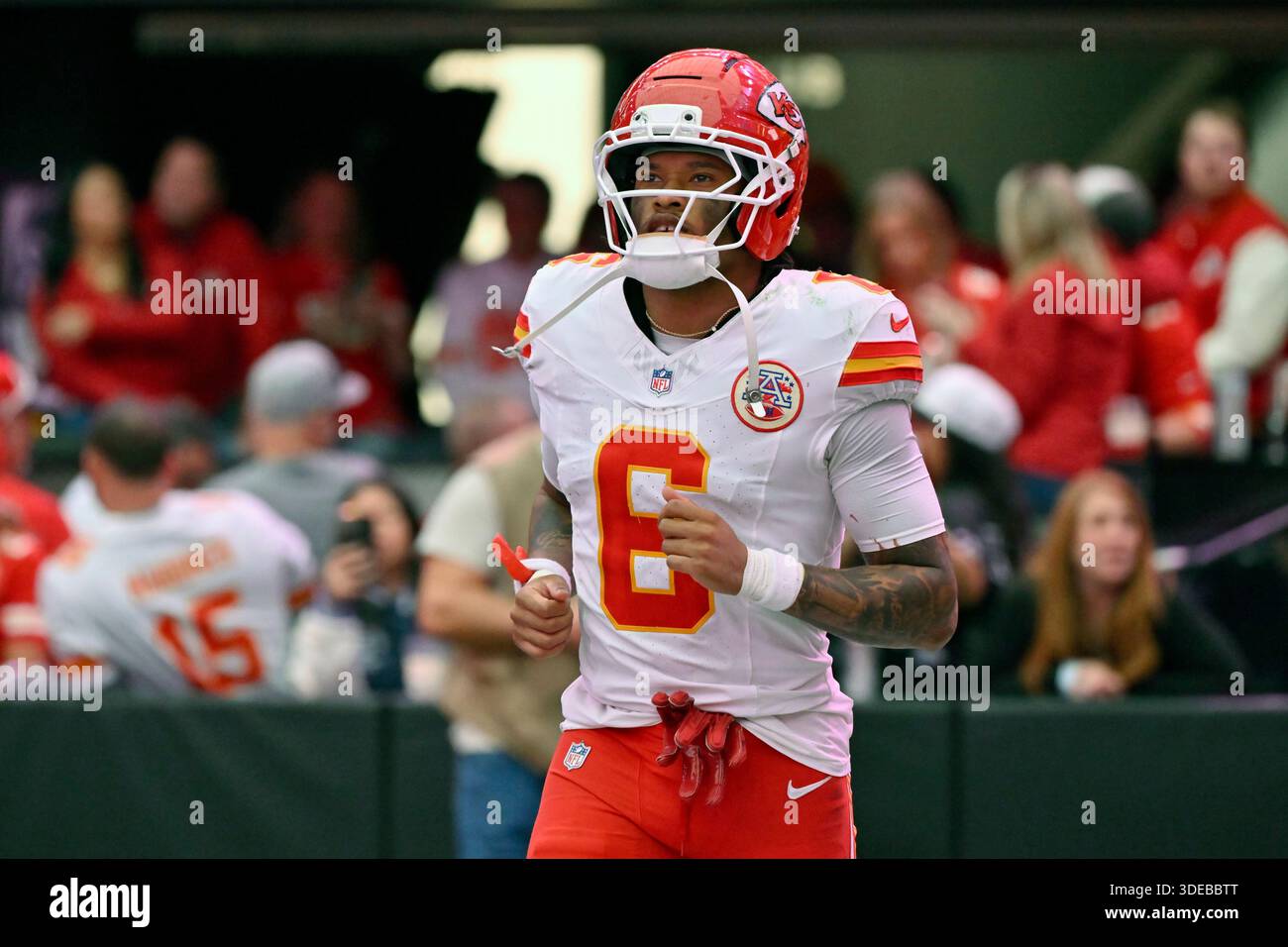 Kansas City Chiefs safety Bryan Cook (6) runs onto the field during an ...