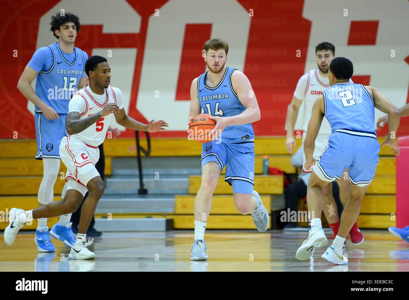 January 05, 2026: Columbia Lions forward Mason Ritter (14) controls the ...