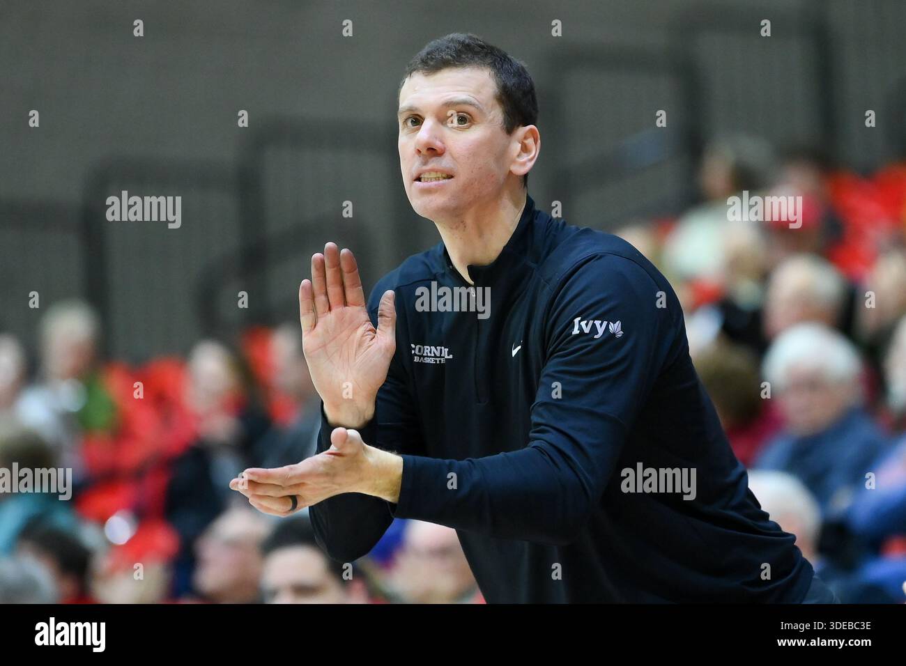 January 05, 2026: Cornell Big Red head coach Jon Jaques looks on ...