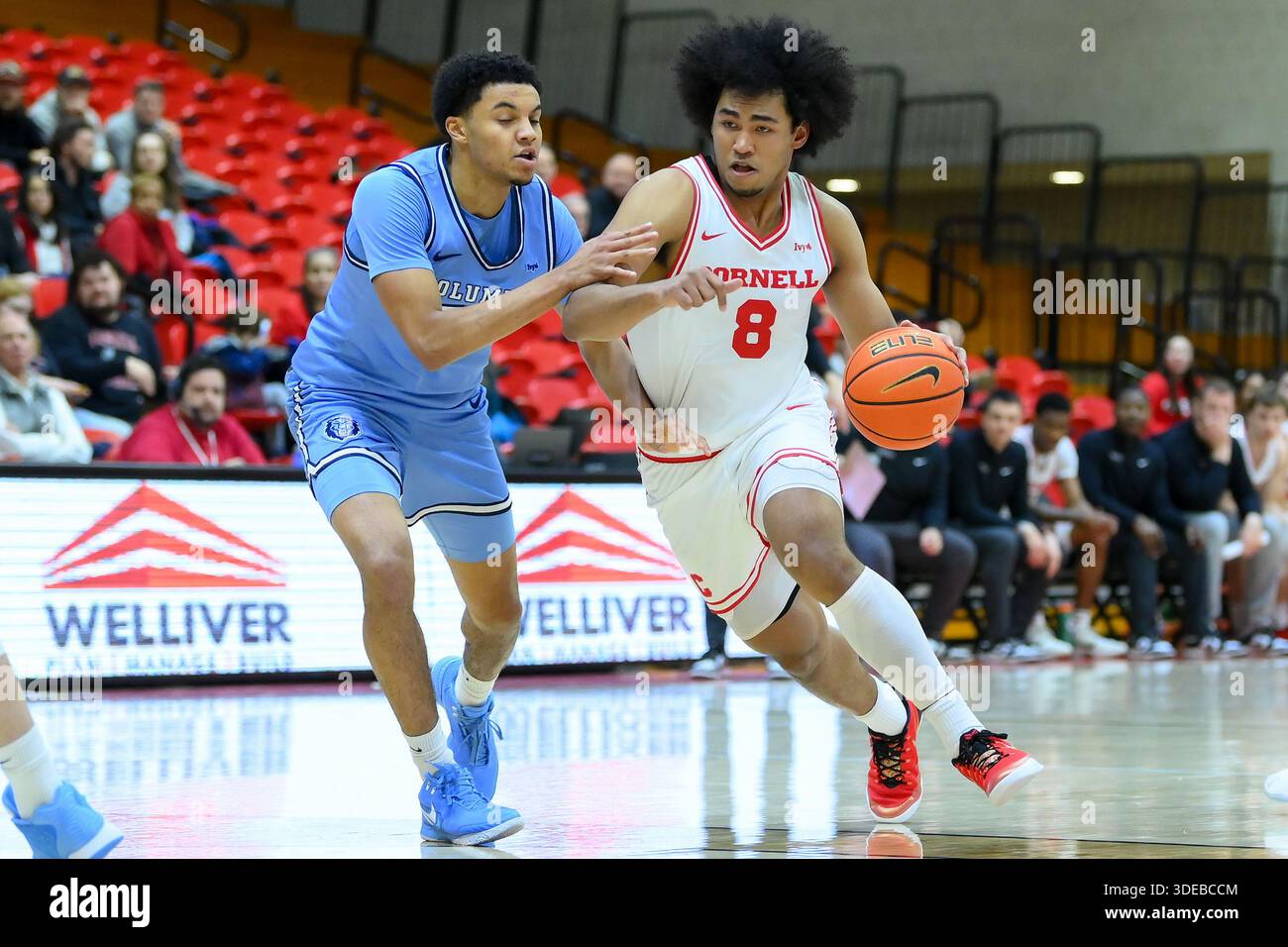 January 05, 2026: Cornell Big Red guard Adam Hinton (8) drives against ...