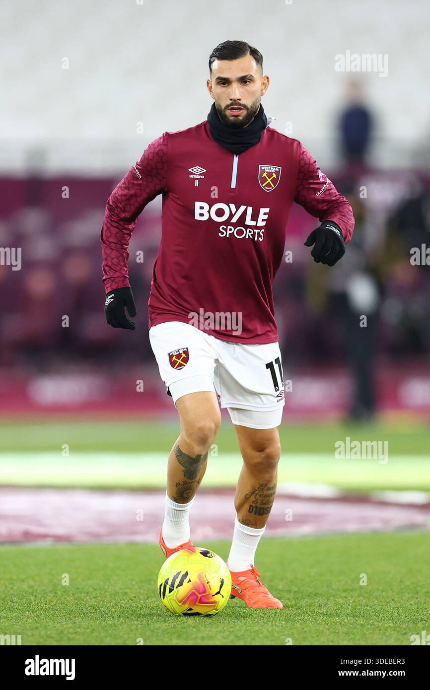 London, England, 6th January 2026. Valentin Castellanos of West Ham ...