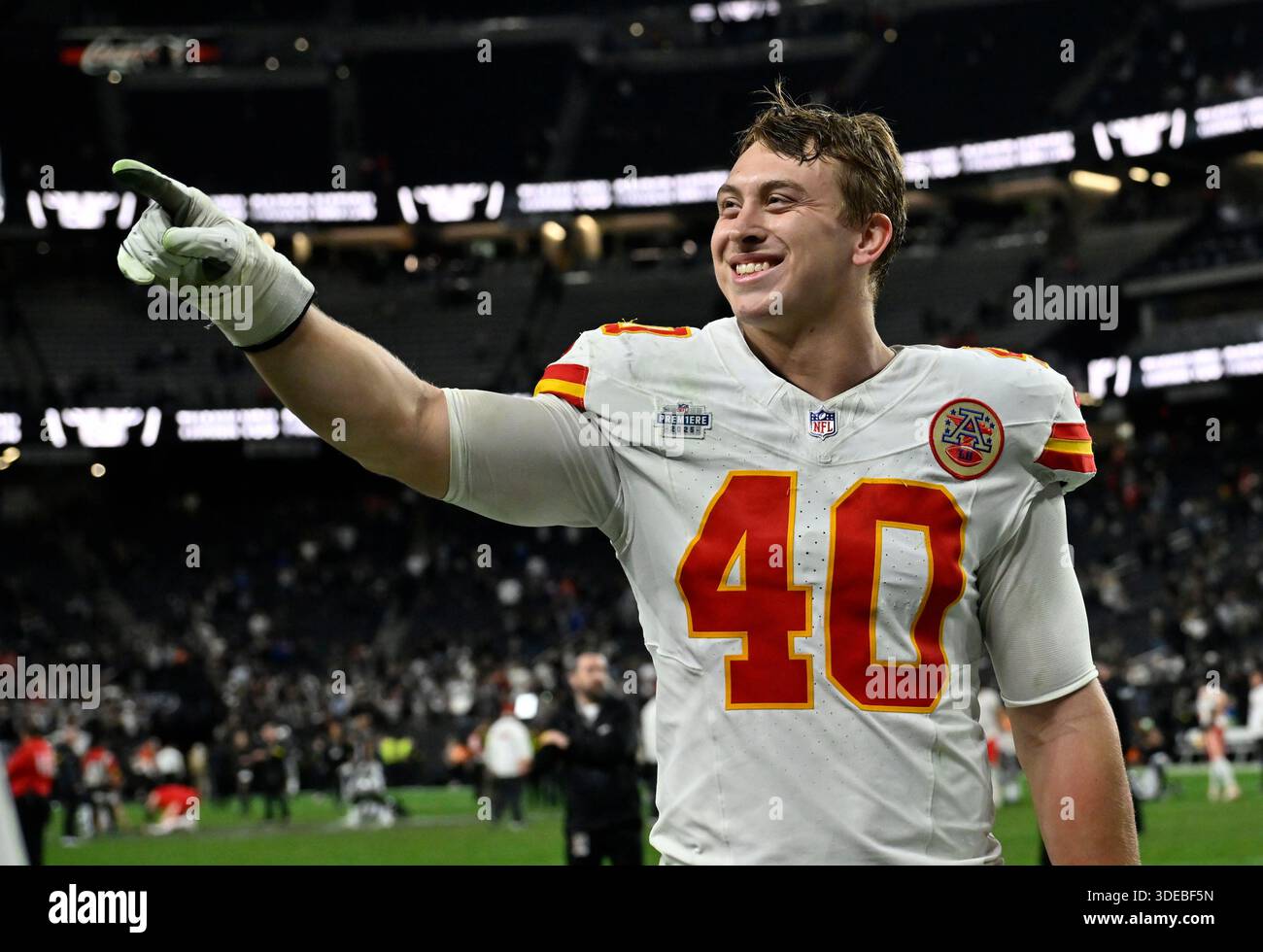 Kansas City Chiefs defensive end Ethan Downs (40) looks on after an NFL ...