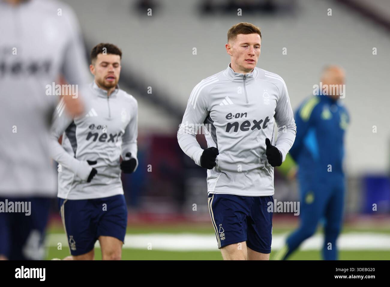 Nottingham Forest midfielder Elliot Anderson (8) warms up prior to the ...