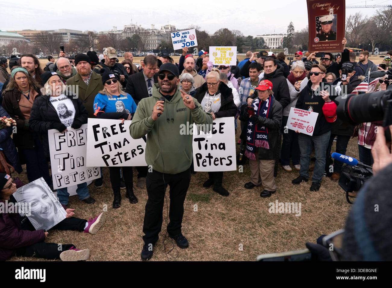 Enrique Tarrio, the former head of the Proud Boys speaks during a rally ...