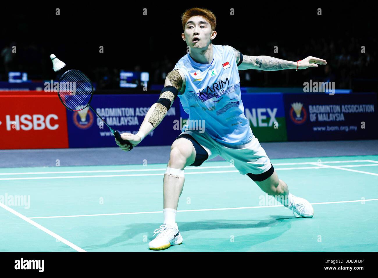 Jason Teh Jia Heng of Singapore plays against Lakshya Sen of India (not ...