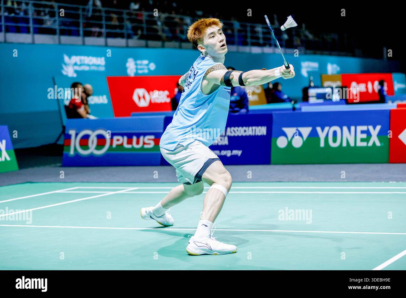 Jason Teh Jia Heng of Singapore plays against Lakshya Sen of India (not ...