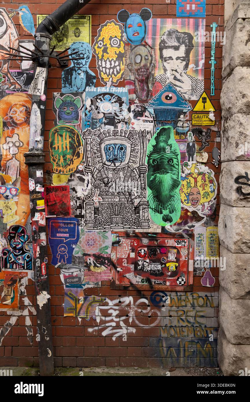 Manchester, uk, January 19th 2025 Vibrant Street Art Collage on an ...