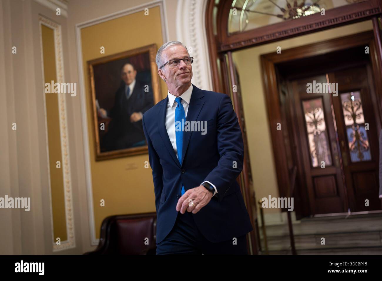 Senate Majority Leader John Thune, R-S.D., walks to his office from the ...