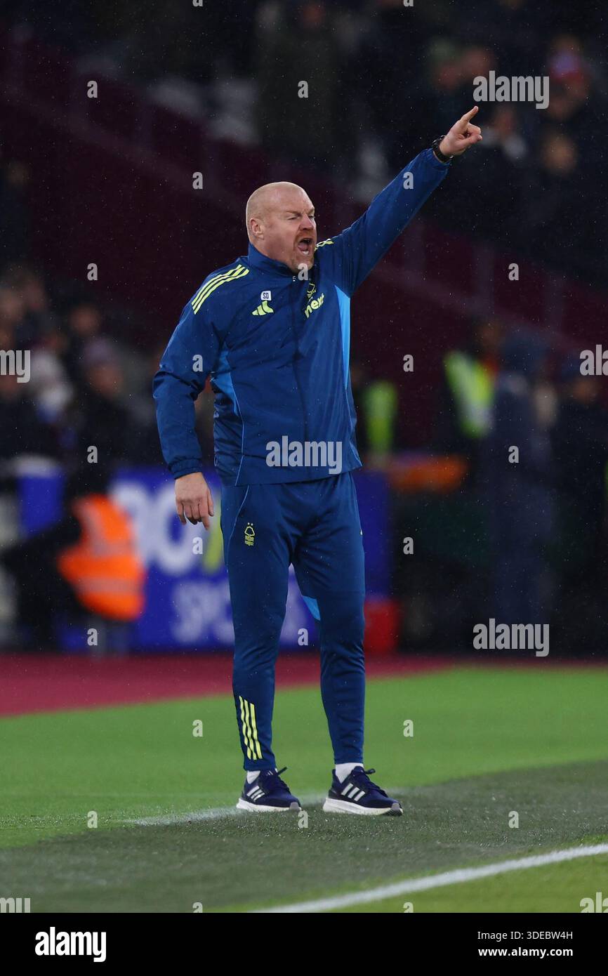 Nottingham Forest manager Sean Dyche gestures during the West Ham ...