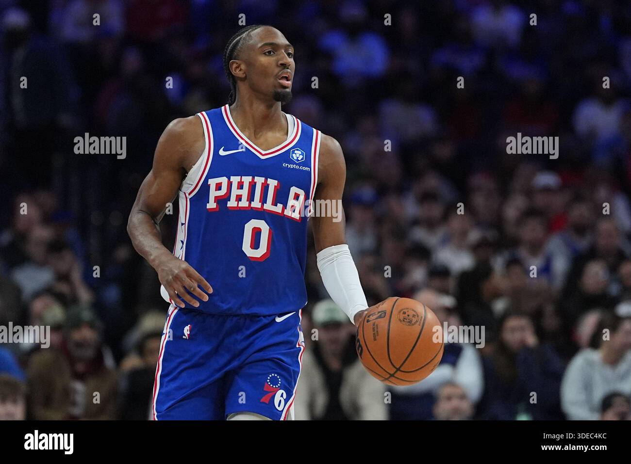 Philadelphia 76ers' Tyrese Maxey in action during an NBA basketball ...