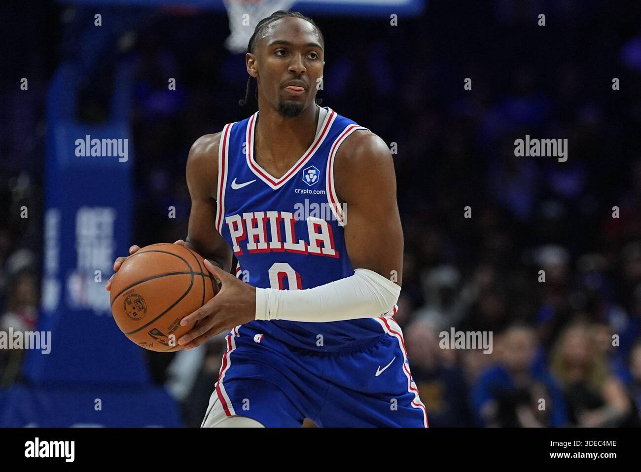 Philadelphia 76ers' Tyrese Maxey in action during an NBA basketball ...