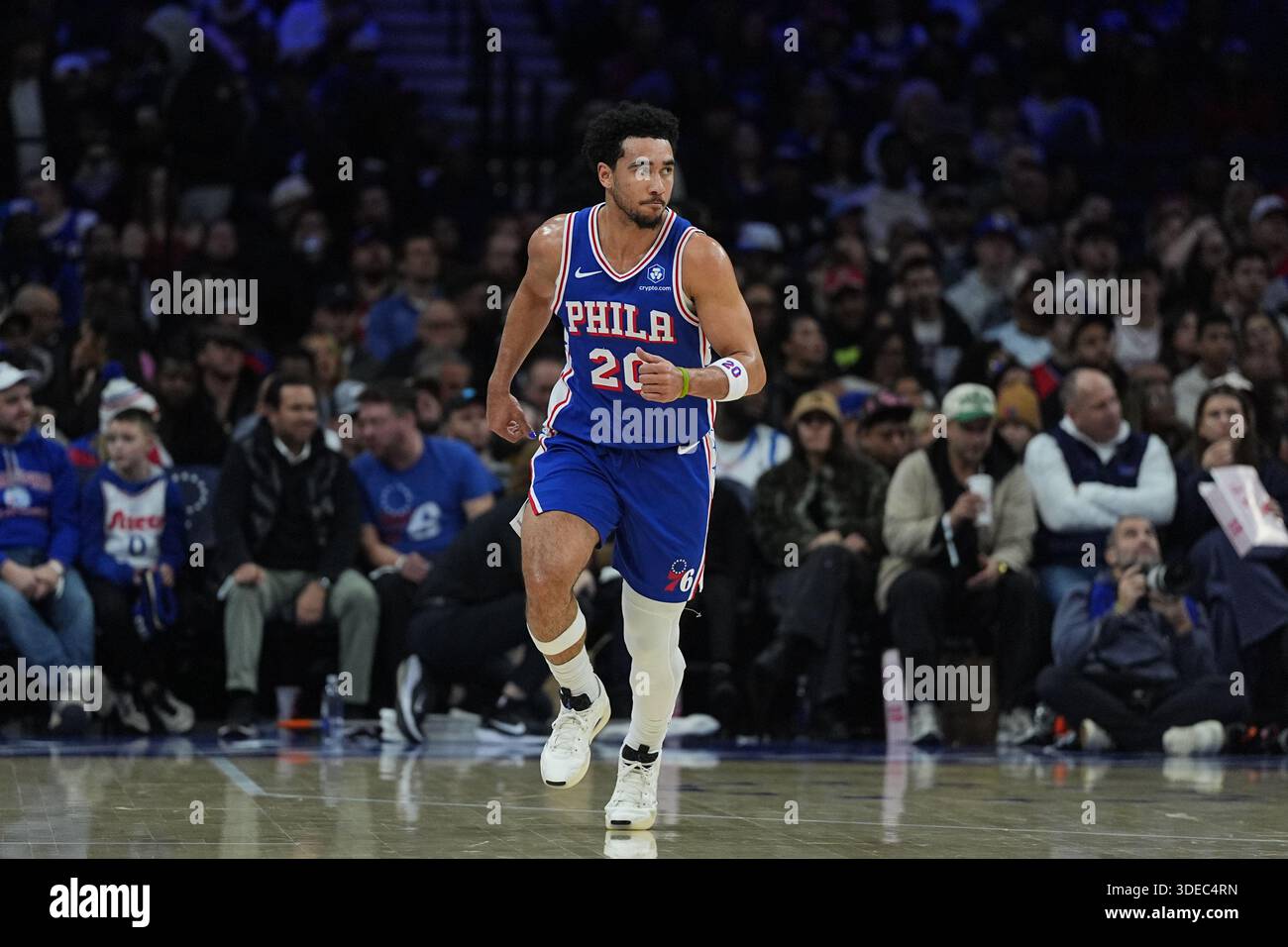 Philadelphia 76ers' Jared McCain in action during an NBA basketball ...