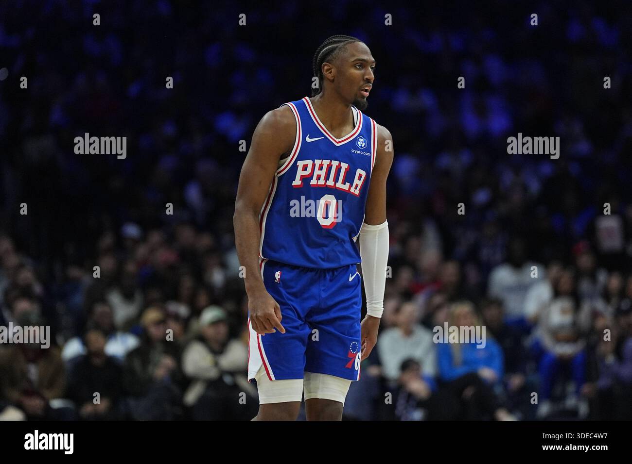 Philadelphia 76ers' Tyrese Maxey in action during an NBA basketball ...
