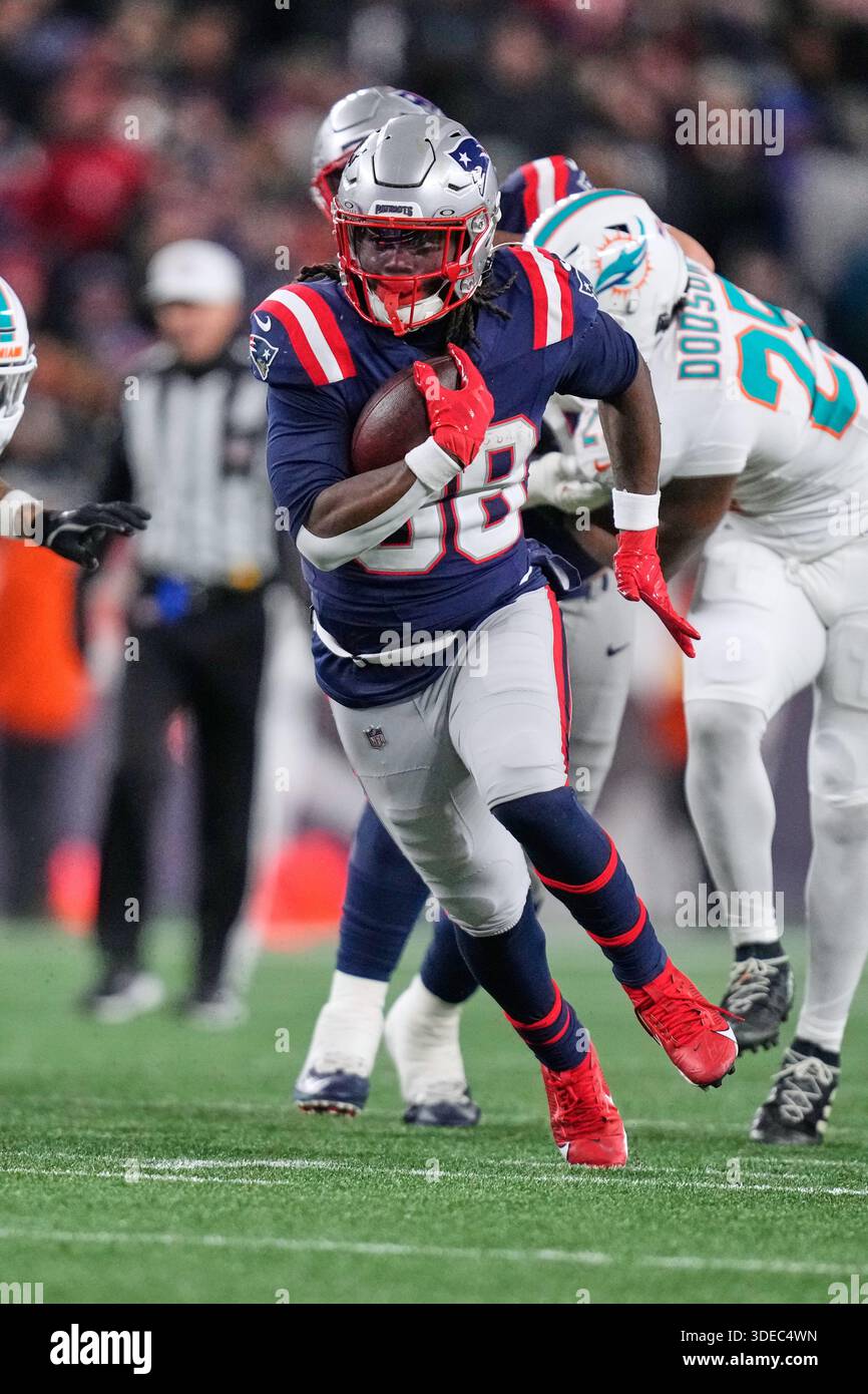 New England Patriots running back Rhamondre Stevenson (38) during an ...