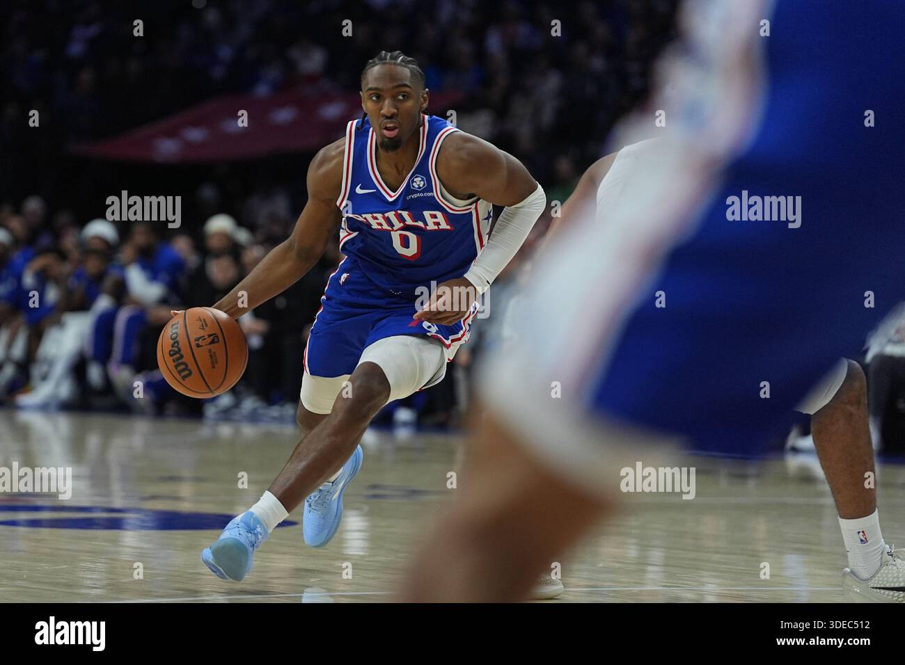 Philadelphia 76ers' Tyrese Maxey in action during an NBA basketball ...